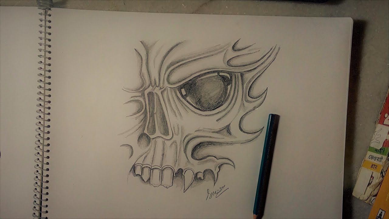 How to draw Skeleton Devil drawing quick 5 minutes art - YouTube