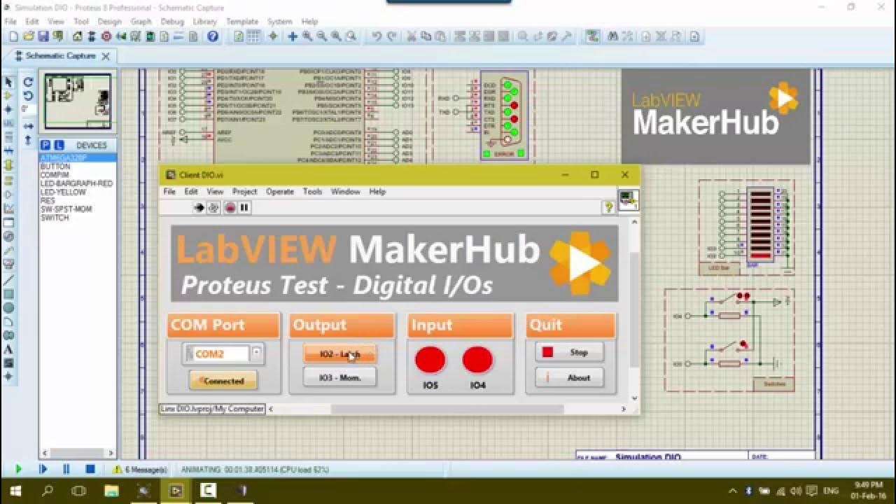 LabVIEW Linx MakerHub with Proteus Simulation and Arduino UNO - YouTube