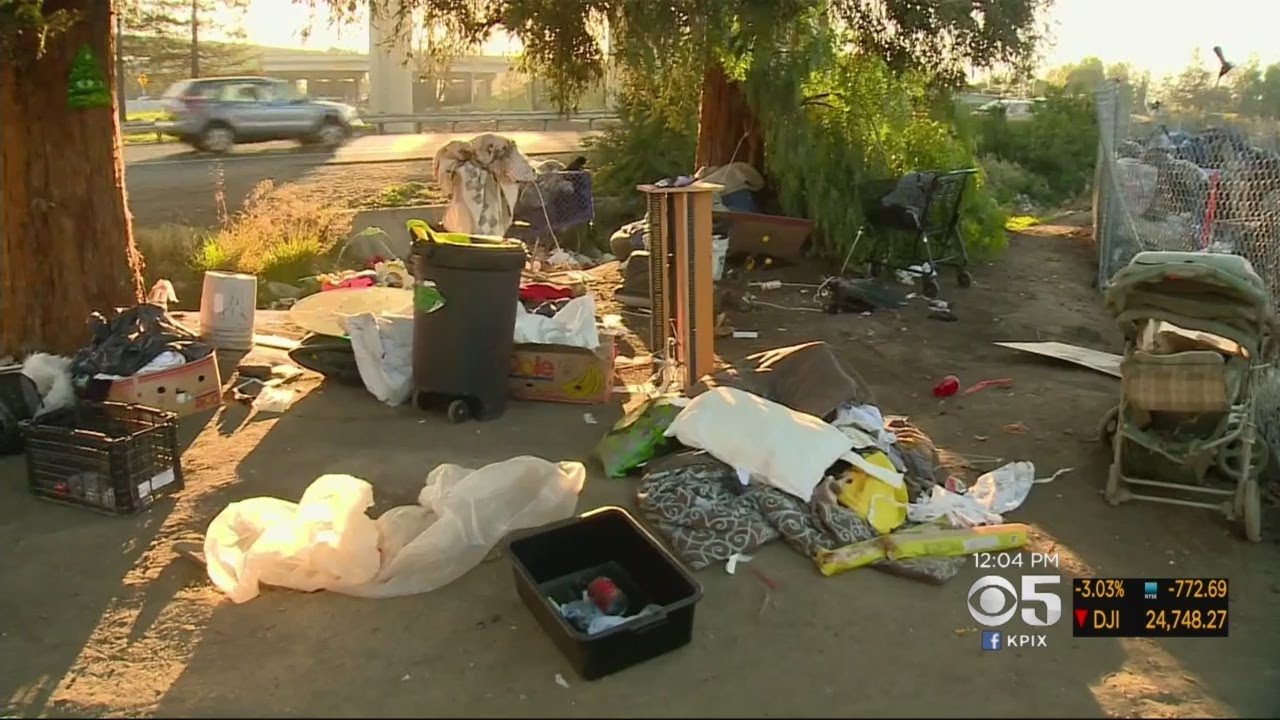 Caltrans Begins Cleanup Of San Jose Homeless Encampment - YouTube