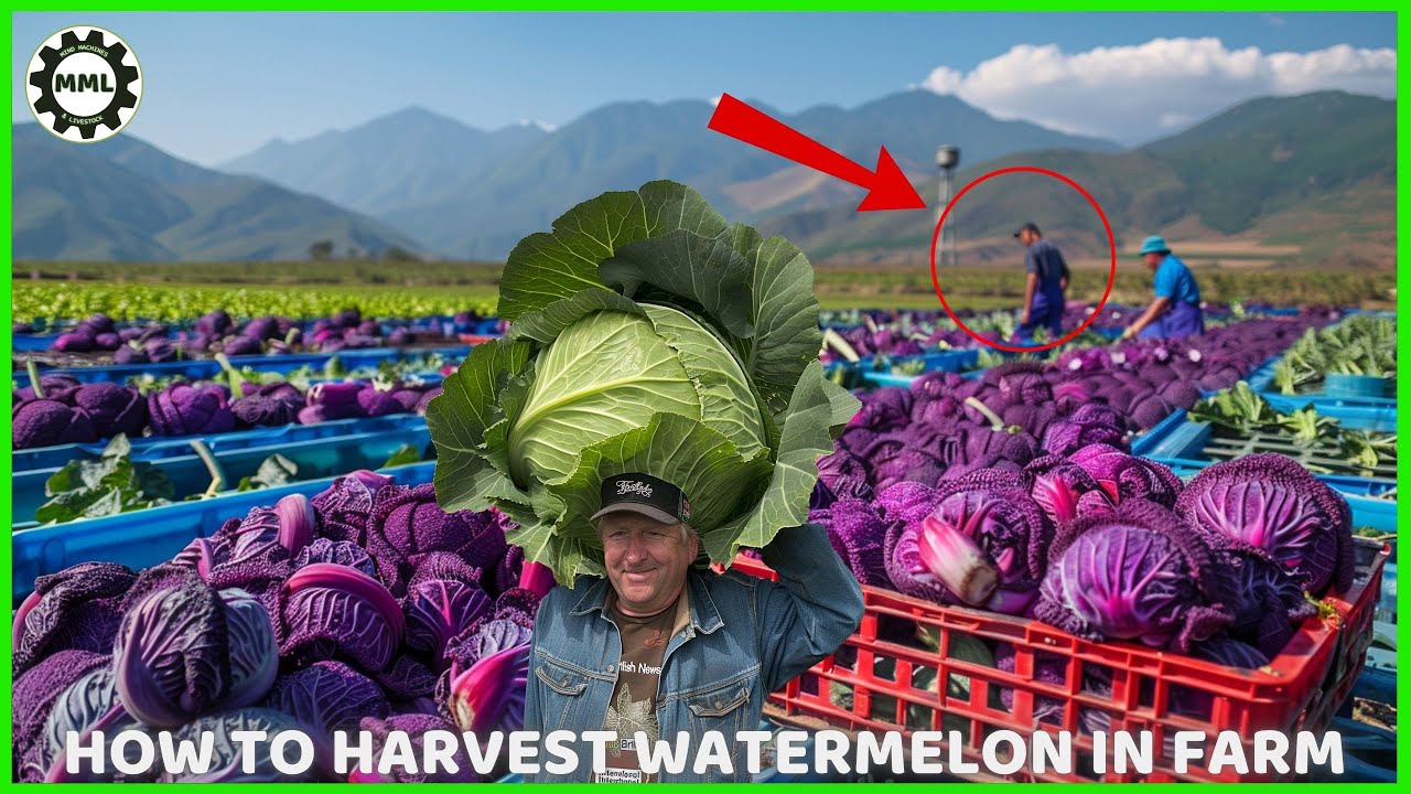 How Is Purple Cabbage Harvested | Harvesting Purple Cabbage on the Farm ...