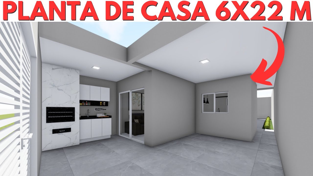 PLANTA DE CASA 6X22 METROS COM 3 QUARTOS! - YouTube