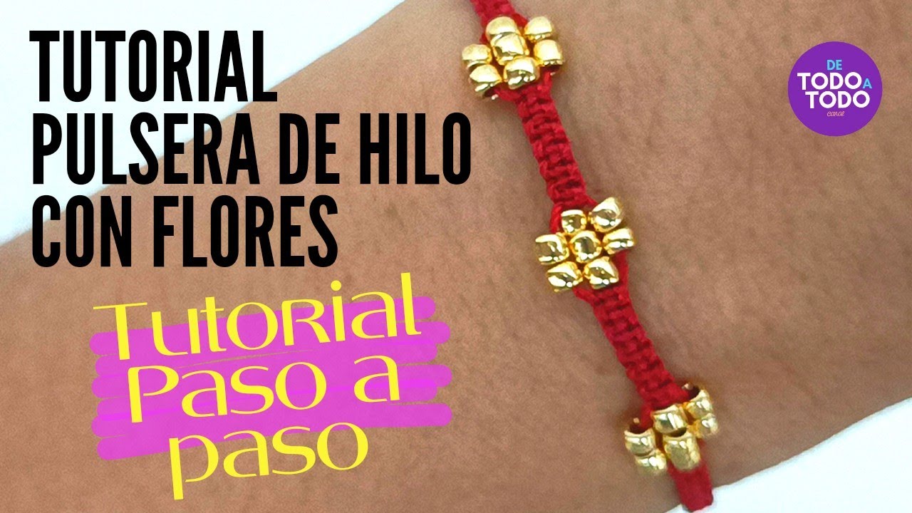 ️ Cómo hacer pulseras de hilo con FLORES. 👉How to make flowers ...
