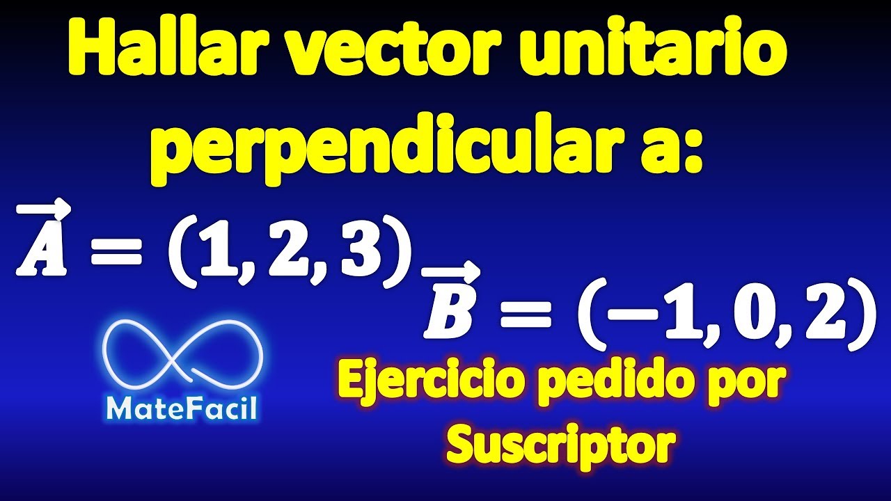 Calcular vector perpendicular unitario a dos vectores dados - YouTube