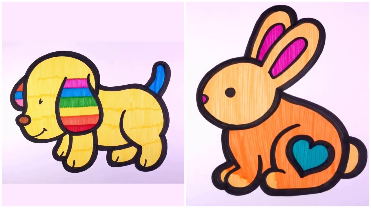 Colorful Animal Drawing Ideas for Kids - Easy Tutorial | Easy Animal ...