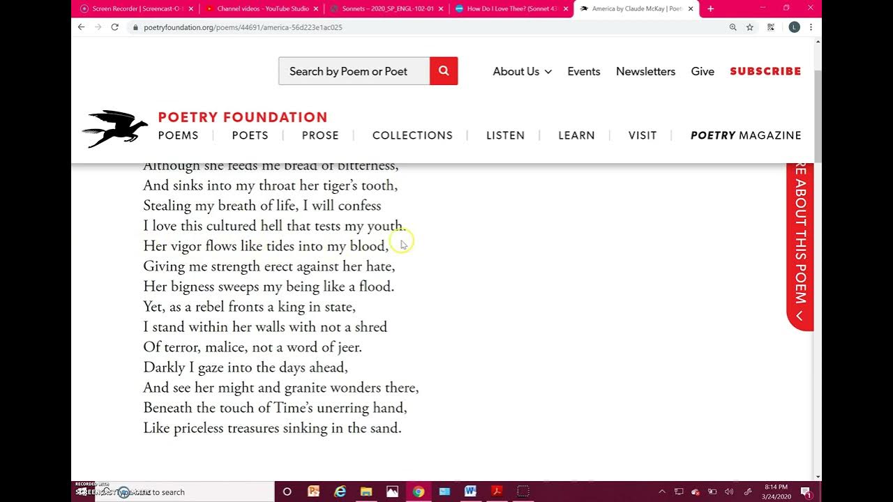 America” by Claude McKay - YouTube