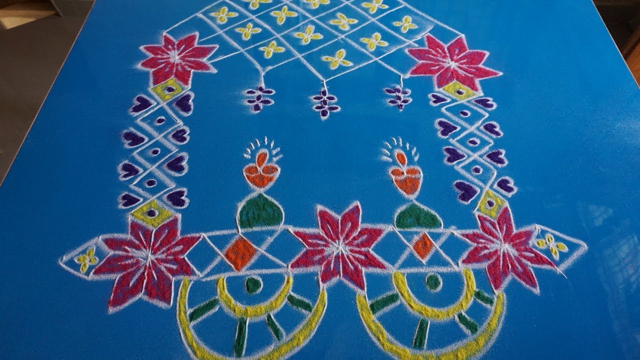 Ratham muggulu designs with colours || Rangoli World - YouTube