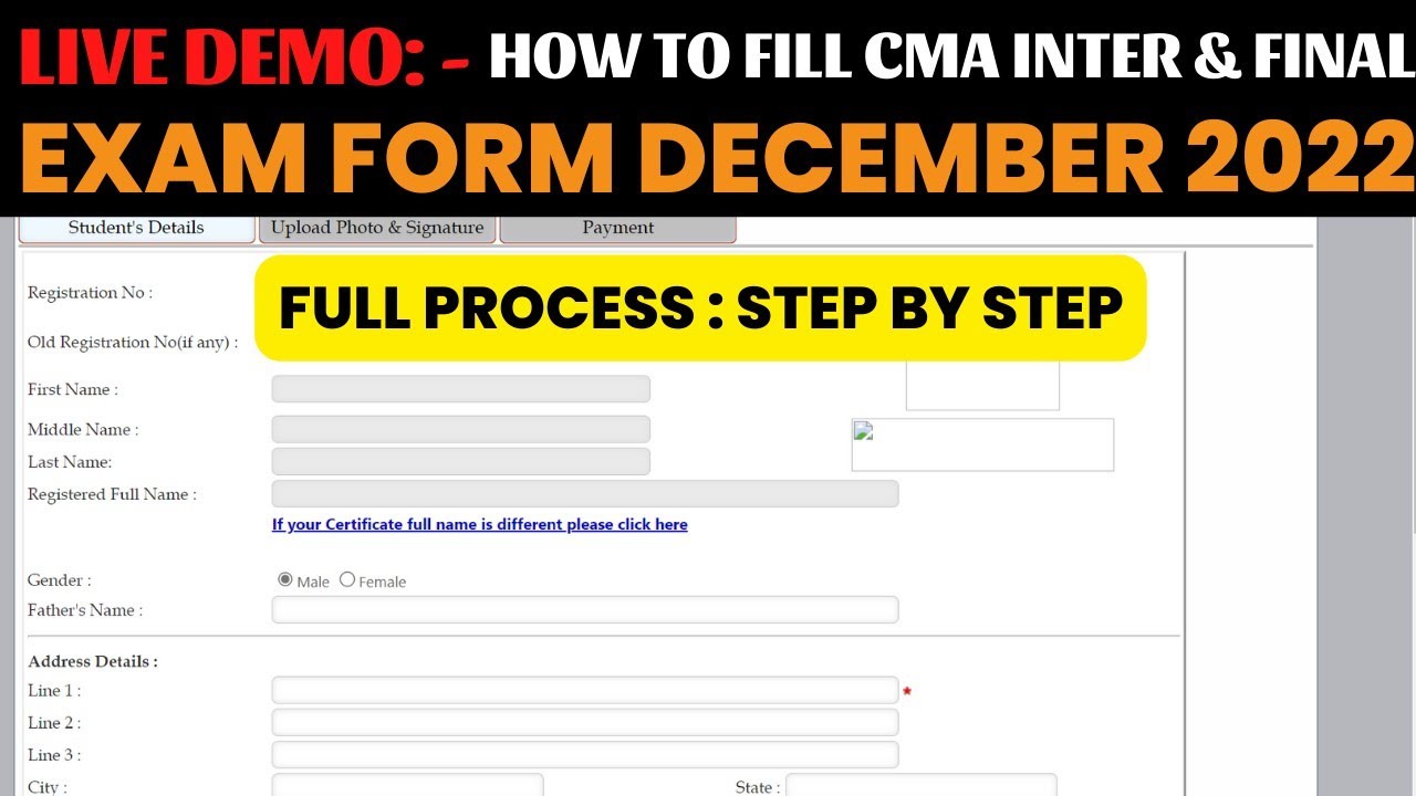 Live Demo :- How To Fill CMA Inter & CMA Final December 2022 Exam Form ...