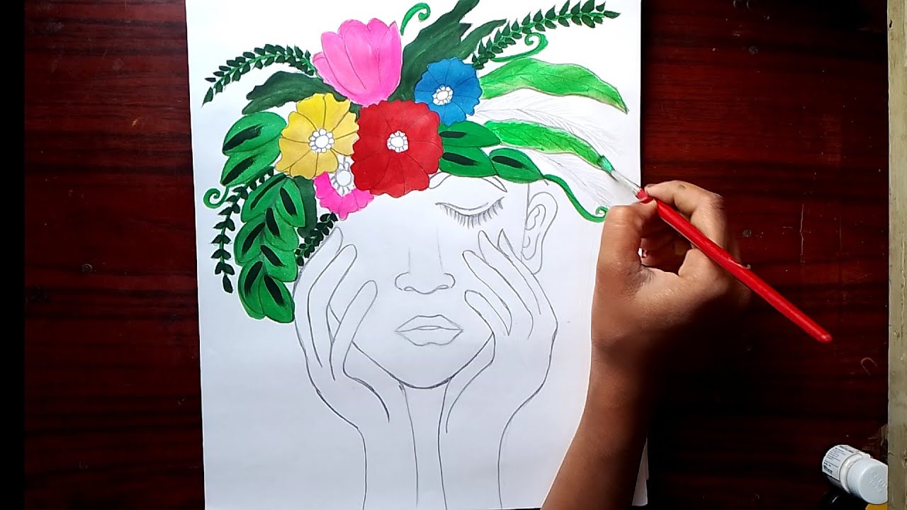 girl face drawing easy | girl drawing step by step | water colour ...