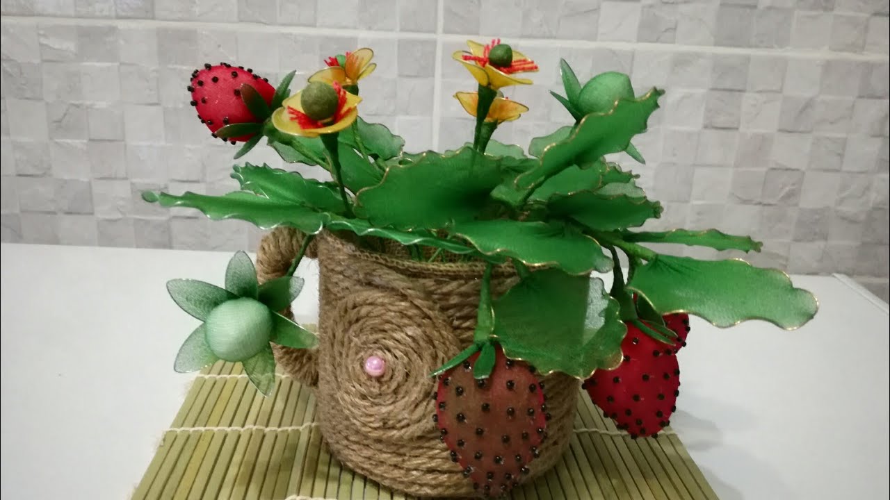 How to make nylon stockings flower || strawberry making || diy nylon ...