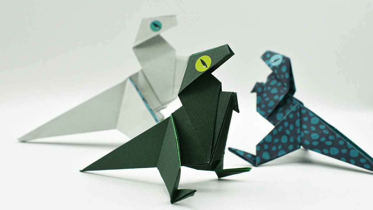 How to fold paper into a velociraptor dino | ⚜ EkeGami Art | Origami ...