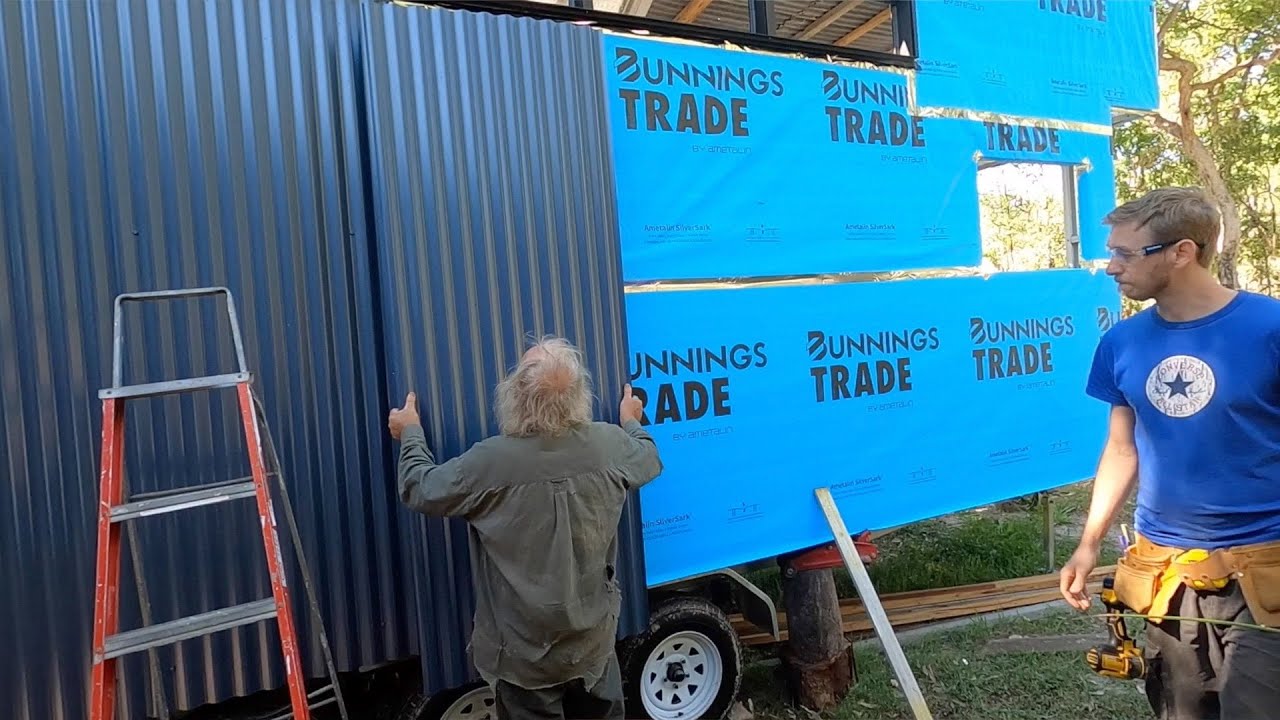 #8 Cladding the back wall of my Tiny House - YouTube