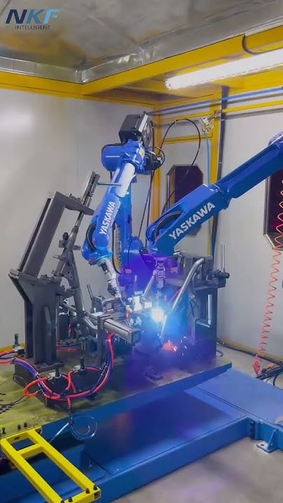 Demonstration of our positioner supporting Yaskawa robots applied to automated welding. - YouTube