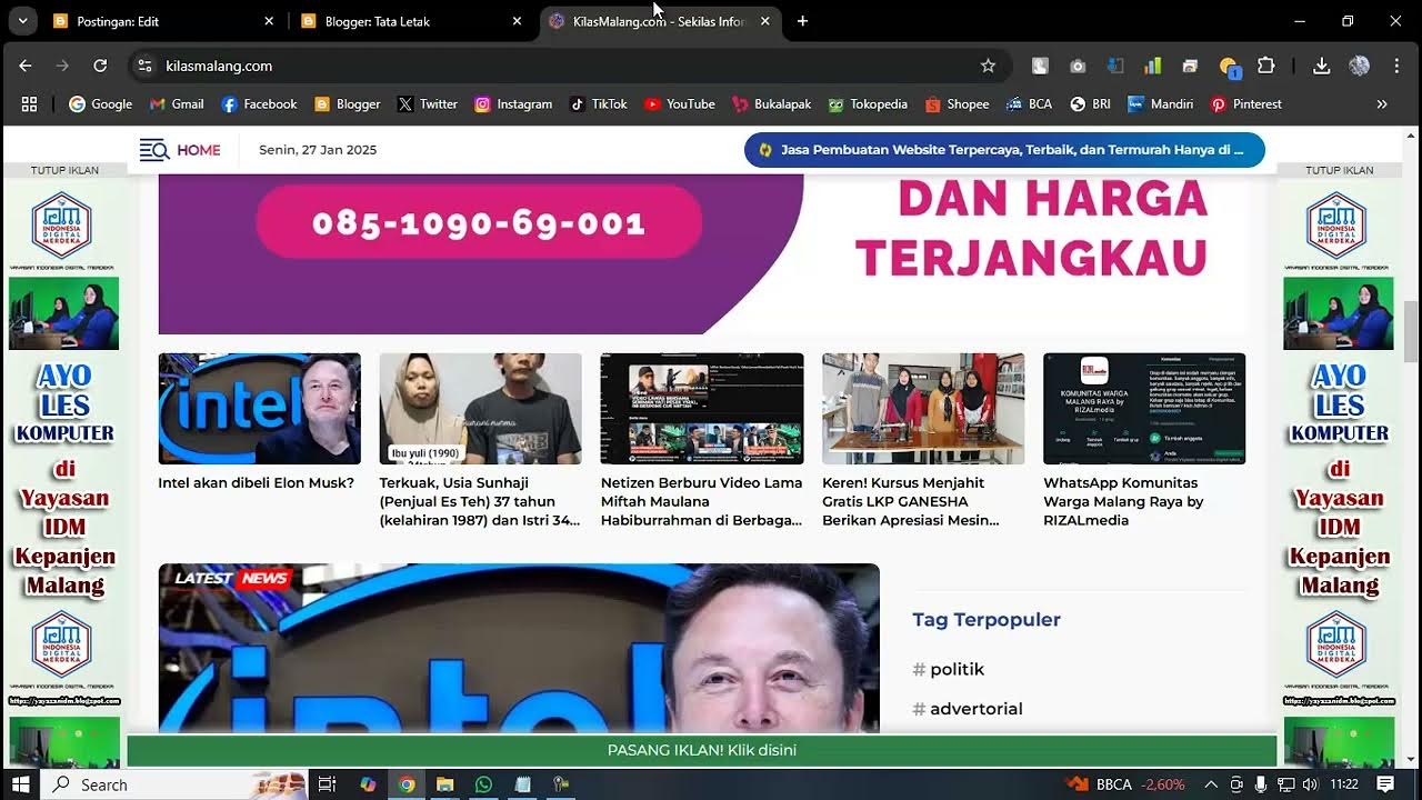 Tutorial Lengkap dan Detail Cara Pasang Widget Iklan di Template Blogger Portal Berita - YouTube