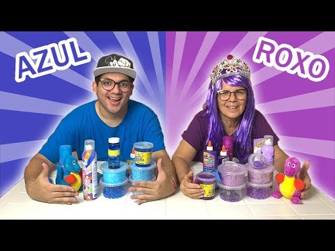 ESCOLINHA DE SLIME: O MENINO VICIADO NA COR AZUL vs A MENINA VICIADA NA COR ROXA!
