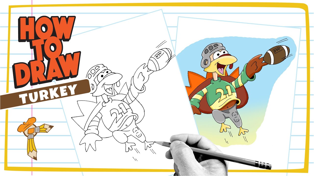 How to Draw a Turkey Playing Football | Happy Thanksgiving! - YouTube