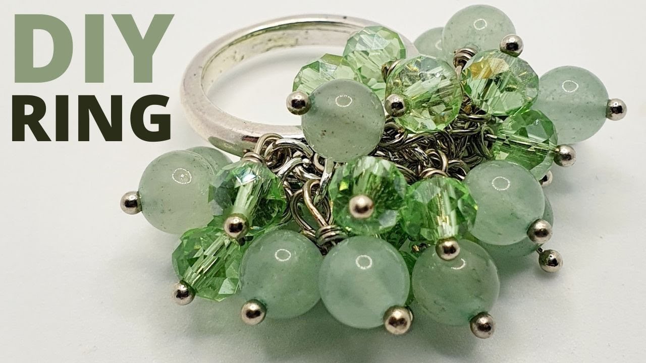 How to make a Beaded Ring with Gemstone Beads - YouTube