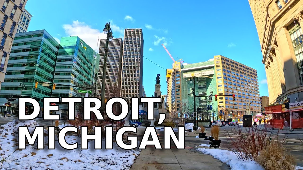 [4K] DETROIT, MICHIGAN; VIRTUAL WALKING TOUR OF DOWNTOWN DETROIT WITH ...