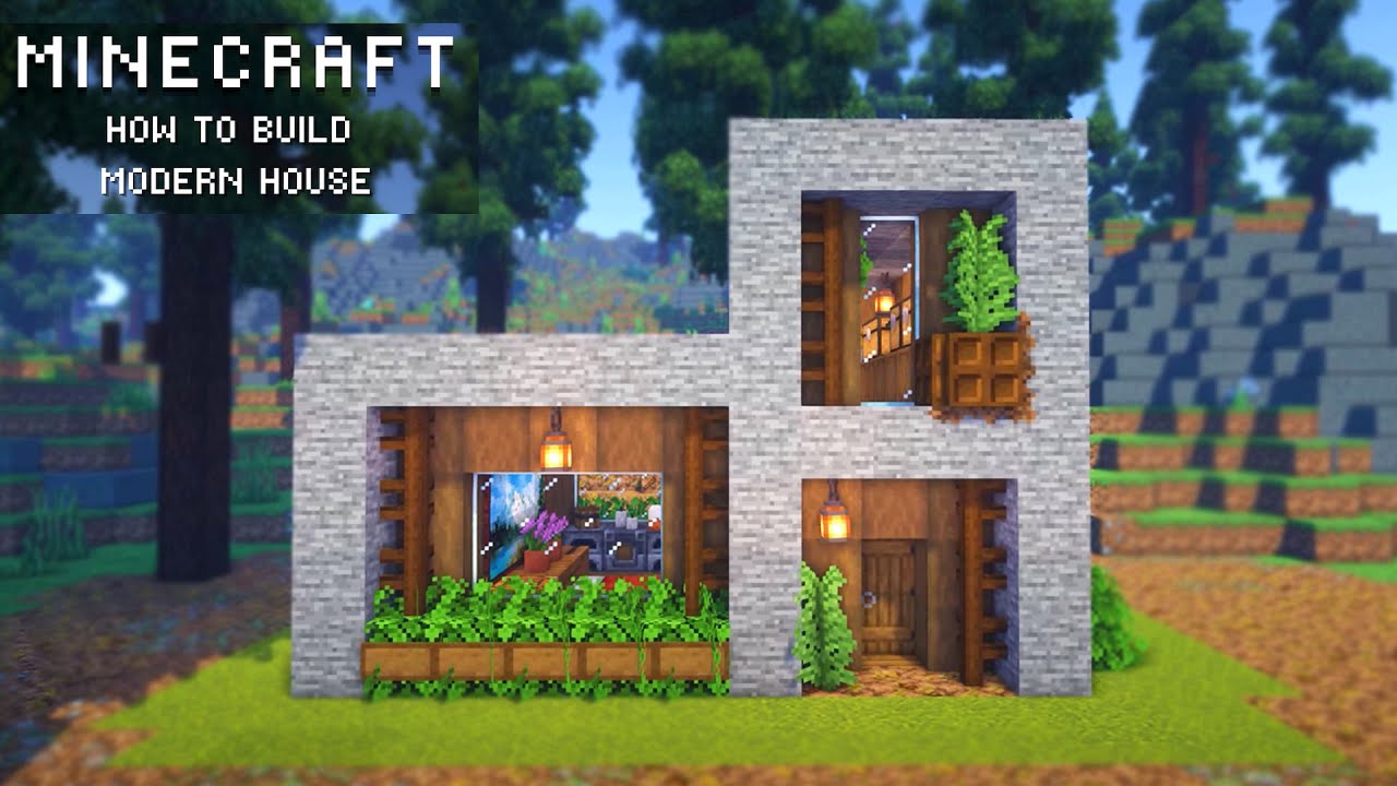 Minecraft: EASY Modern Stone House Tutorial - YouTube