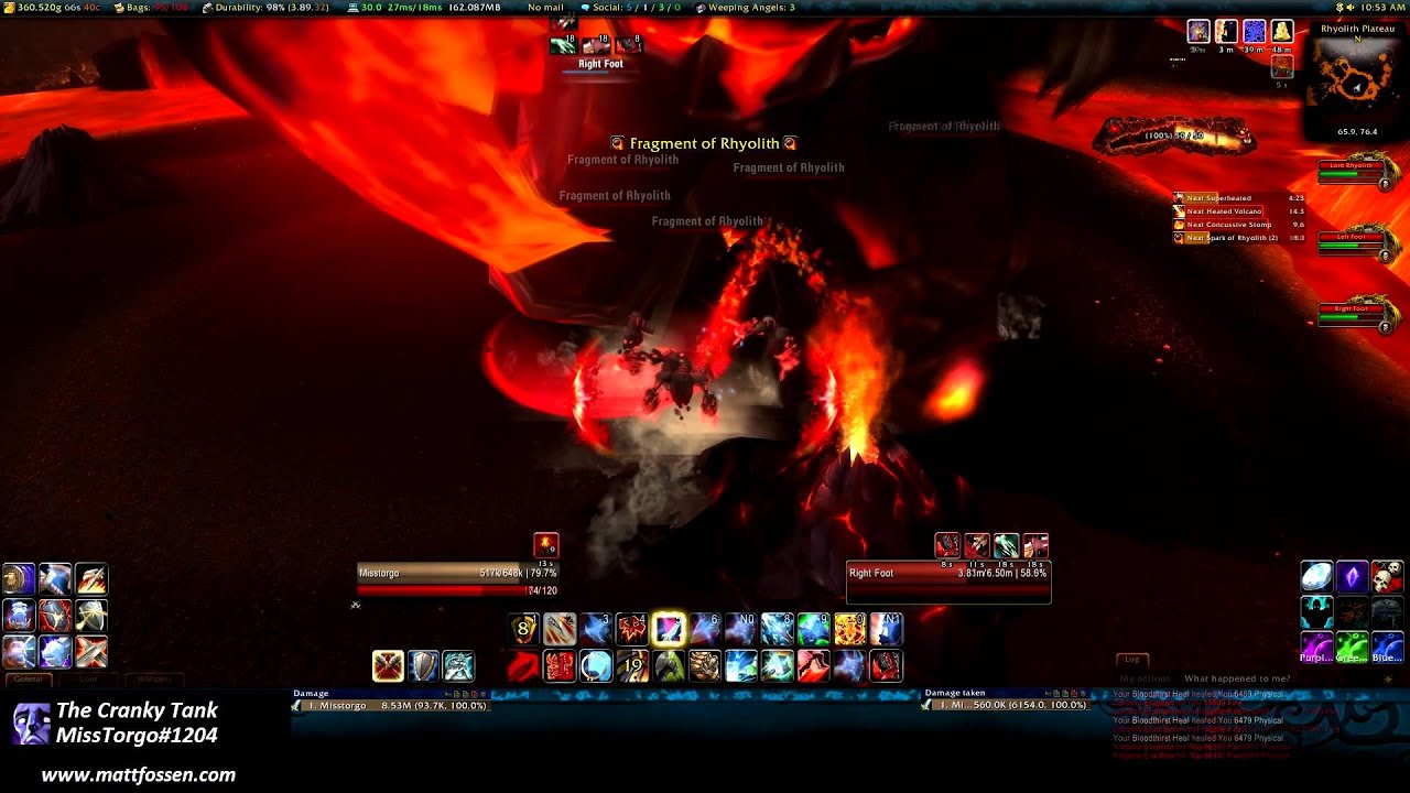 World of Warcraft, Level 90 Fury Warrior Solo: Lord Rhyolith 10N - YouTube