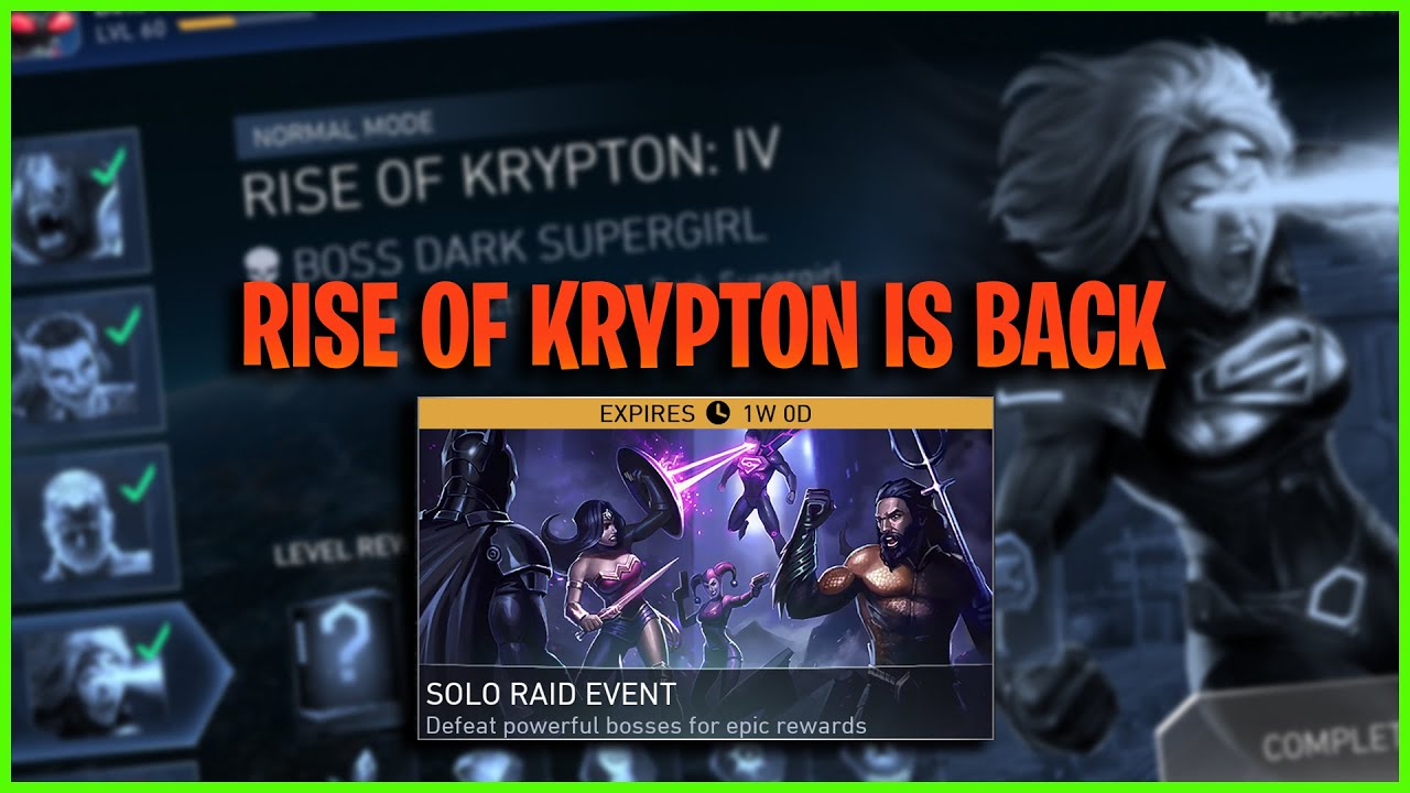 Injustice 2 Mobile | Rise Of Krypton Is Back | Dark Supergirl Down ...