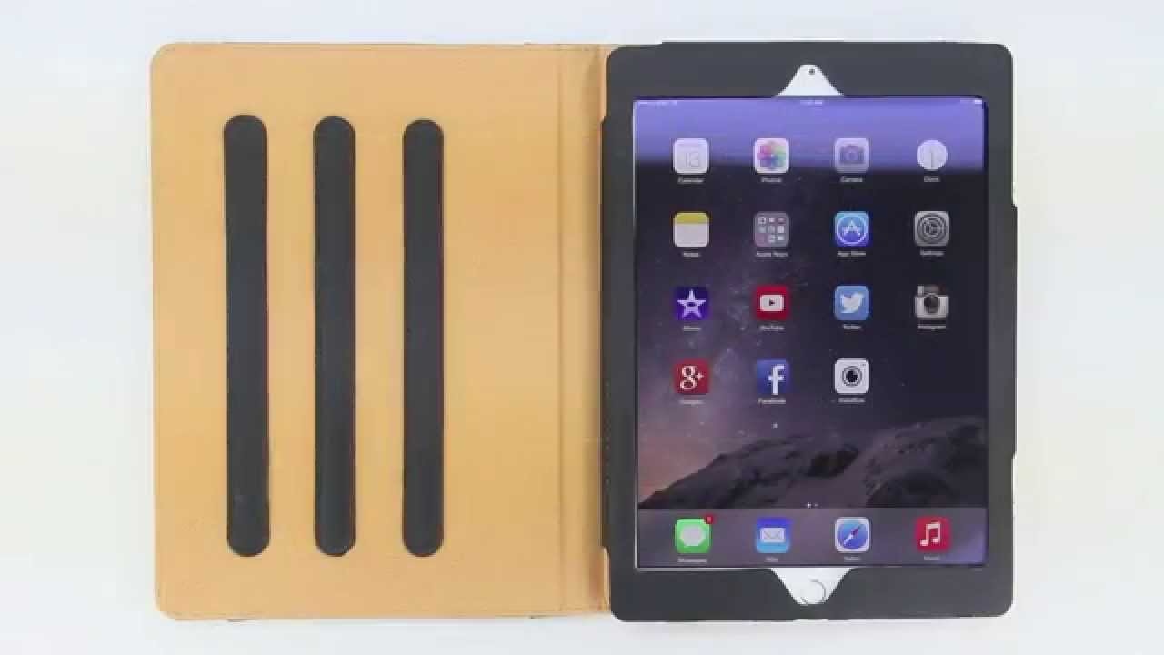 FLIPACASE Black & Tan Premium Leather Wallet Case Cover For iPad Air 2 ...