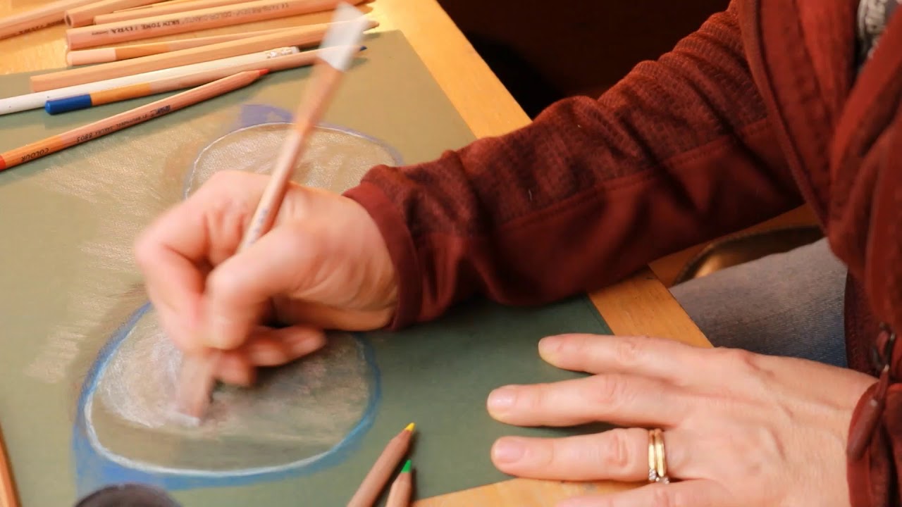 partial pencil crayon portrait - YouTube