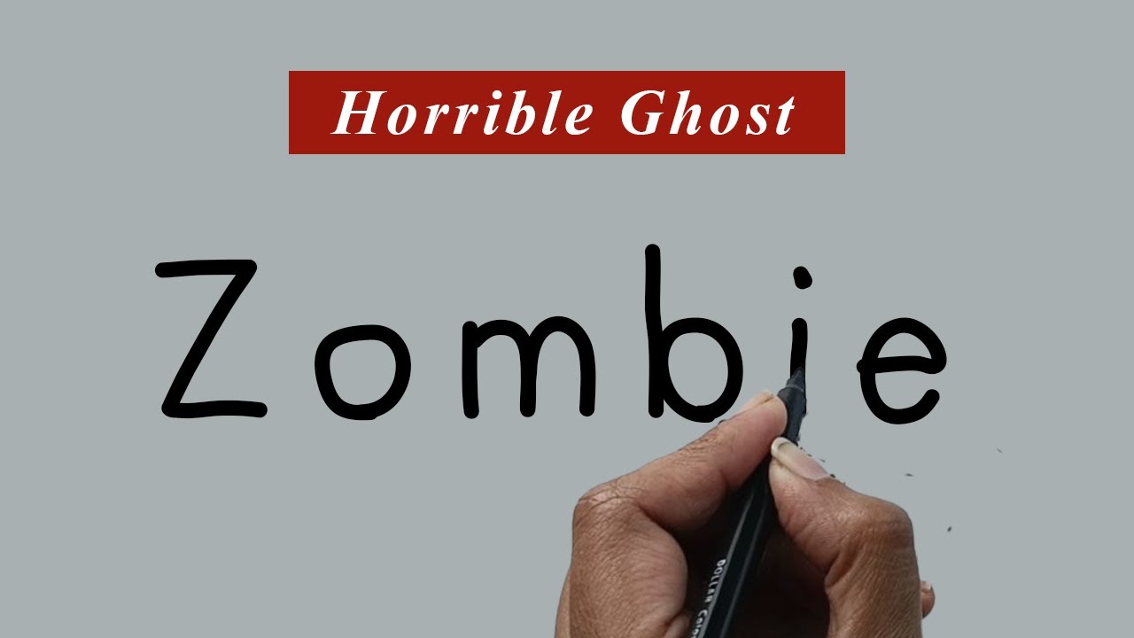 how to draw a horrible ghost from just the word ZOMBIE very easy step ...