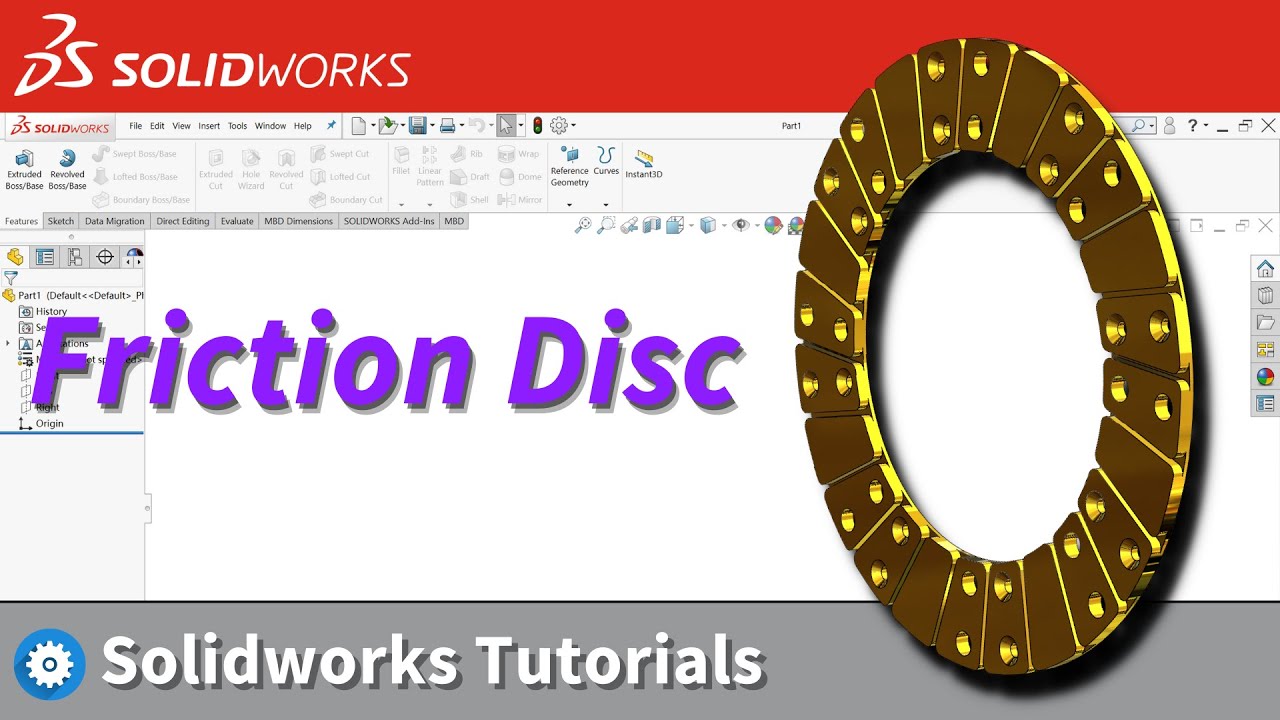 How to create a Friction Disc in Solidworks | Solidworks Tutorial - YouTube