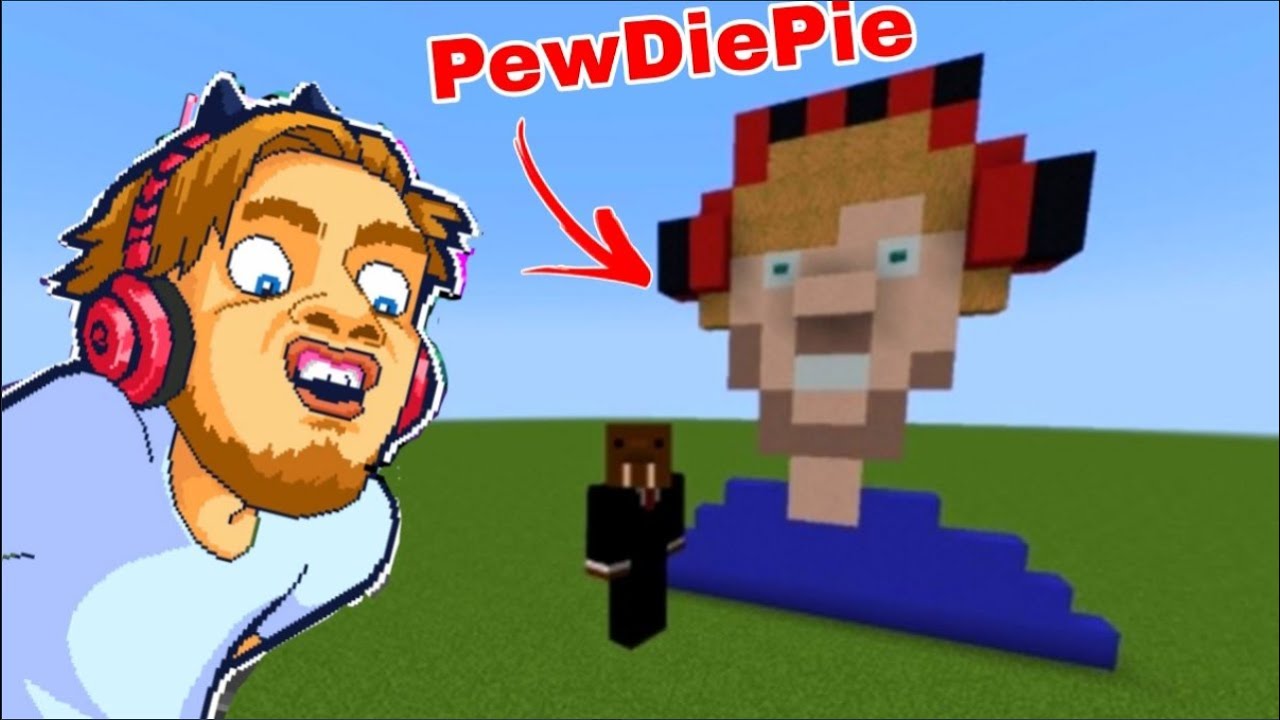 Building PewDiePie in minecraft - YouTube