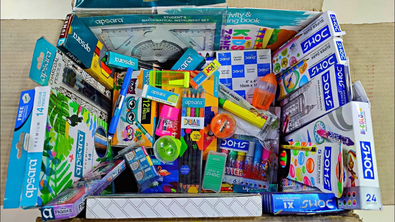 mega doms stationery & apsara stationery, smart kit, box full of ...