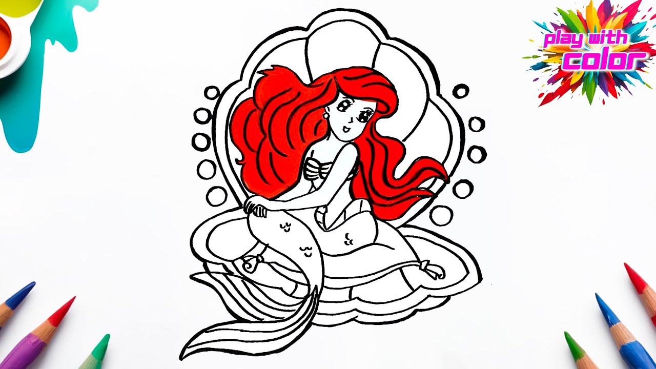 How to Draw and Color a Cute and Beautiful Mermaid | Easy Step-by-Step ...