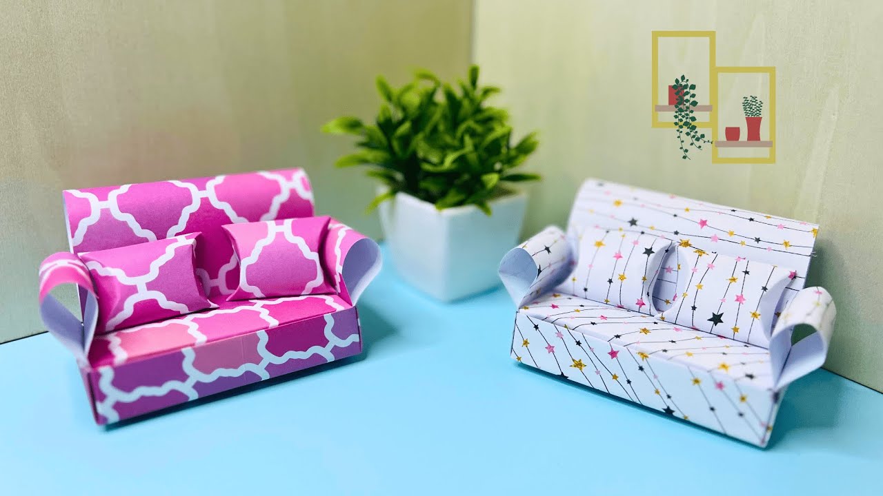 Mini Paper Sofa | DIY Miniature Sofa | DIY Paper Craft | Paper Craft ...