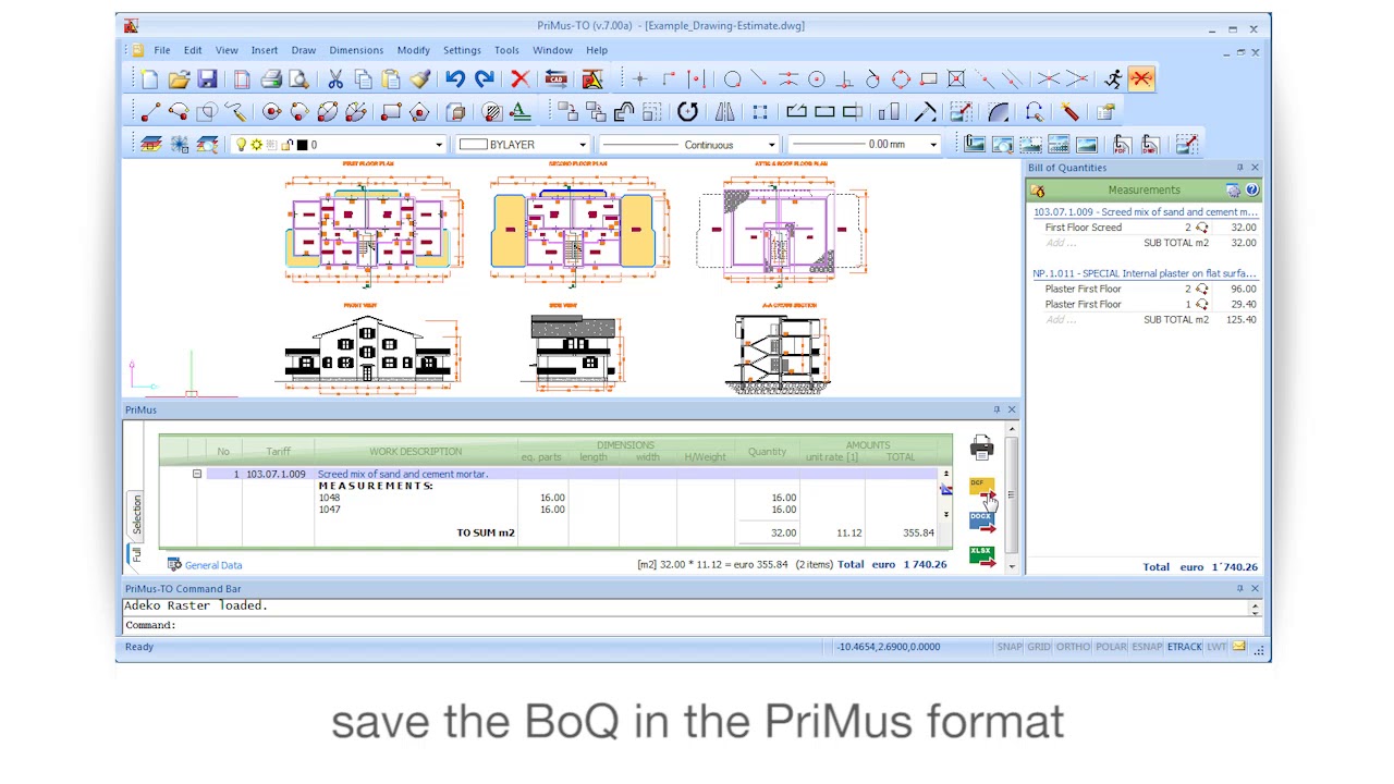 PriMus TAKEOFF Tutorial - Saving and Printing the Bill of Quantities ...