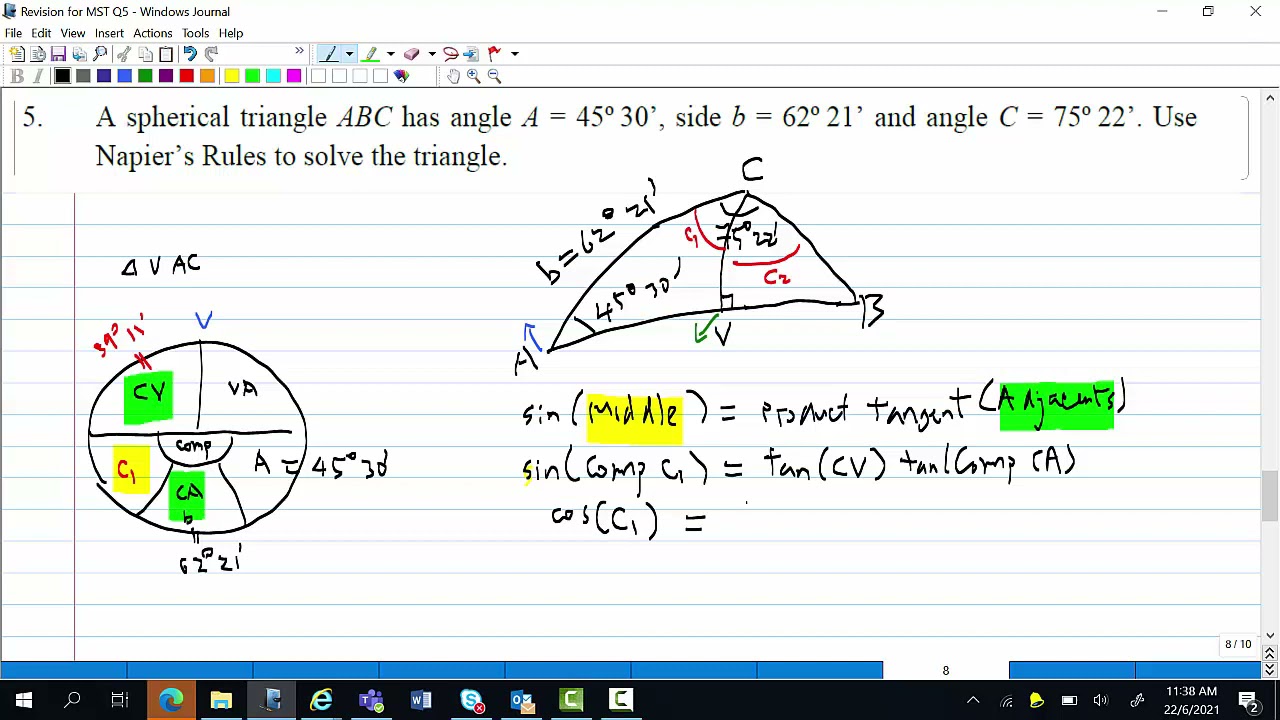MS7341 Solutions to MST Revision Q5 on Napier's Rule - YouTube