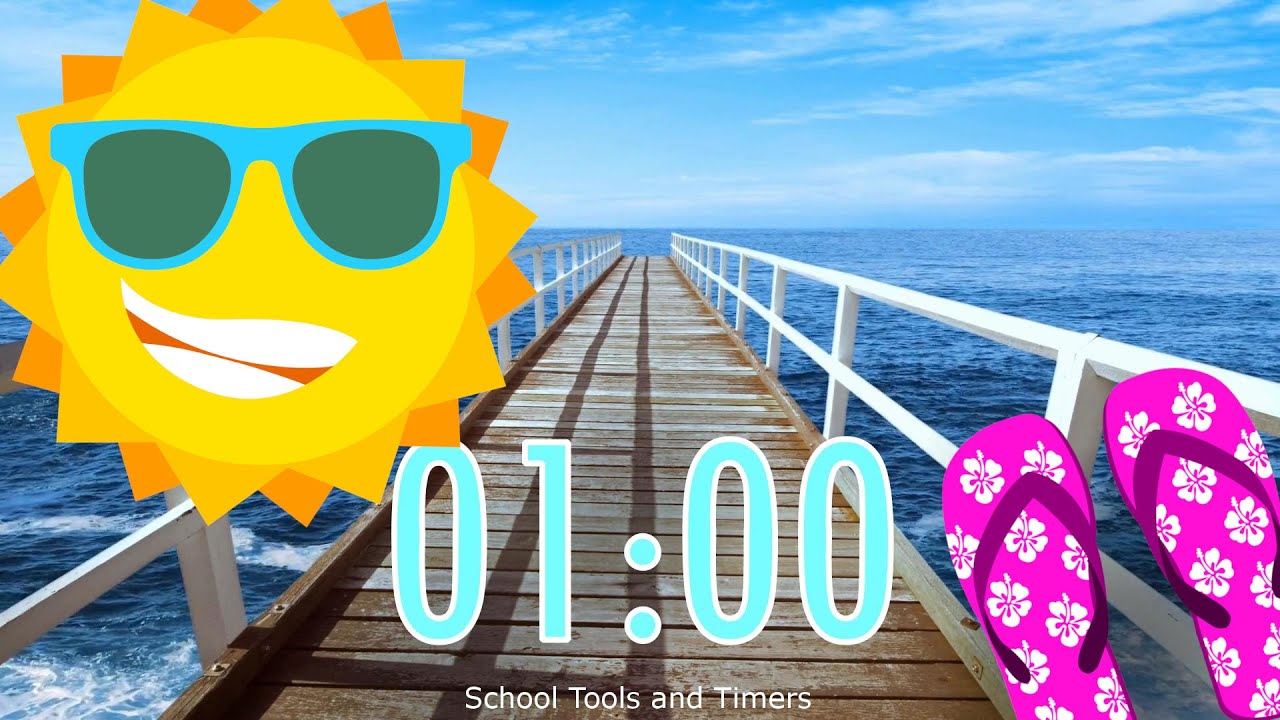 1 Minute Countdown Timer - Ocean Pier Wave Sounds - Soft Alarm 🌞🎵 - YouTube