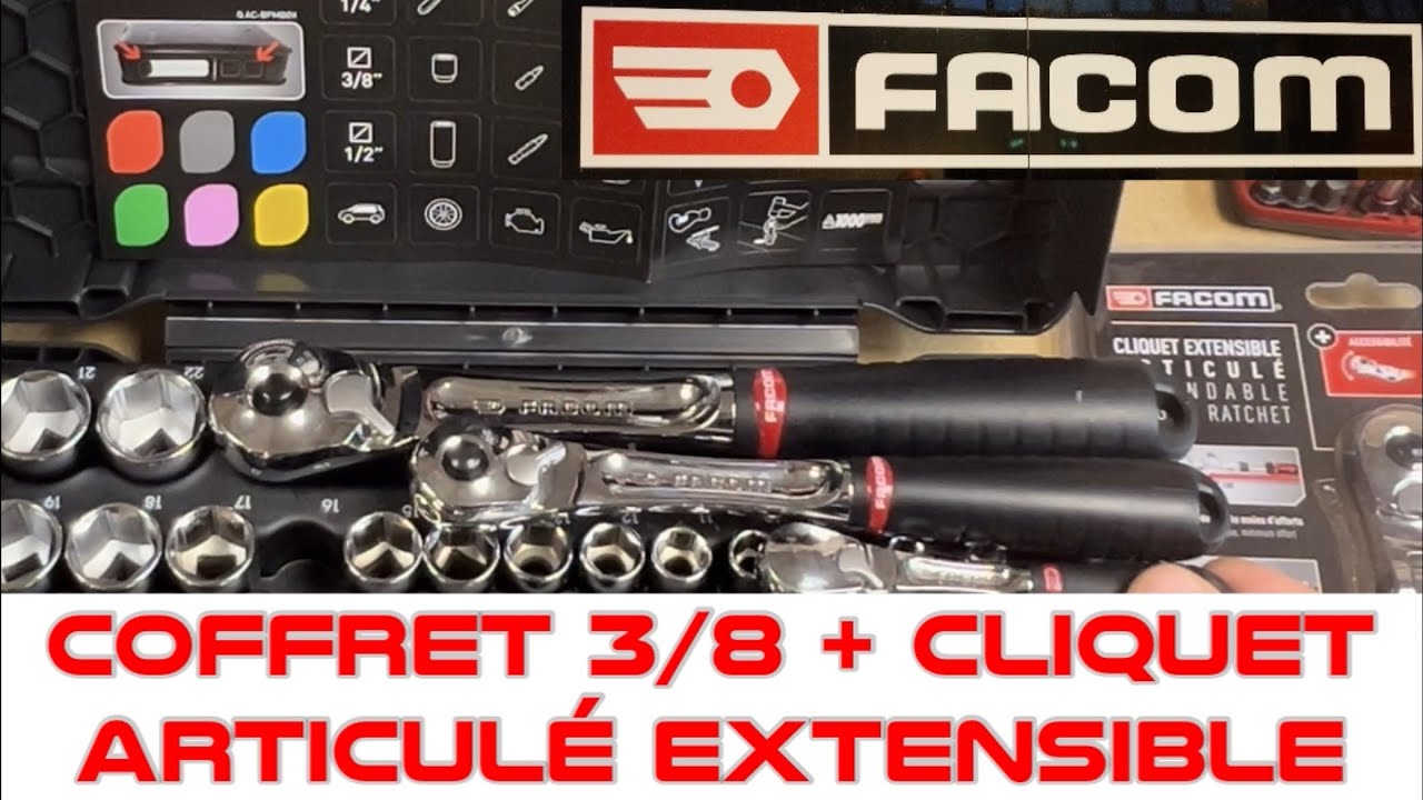 Facom : Coffret complet 3/8 + cliquet 3/8 articulé extensible 👉 L ...