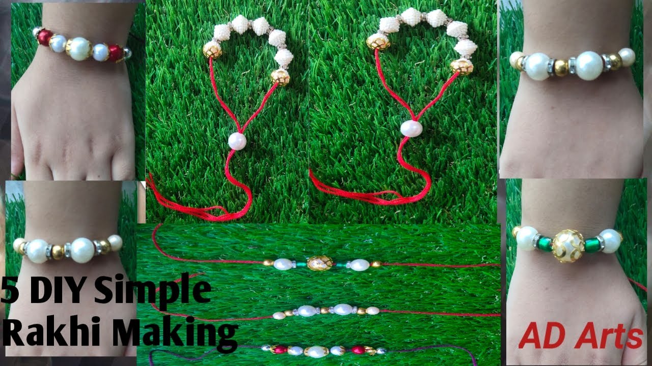 5 DIY Simple Rakhi Making at home /Handmade Rakhi / fancy rakhi making ...