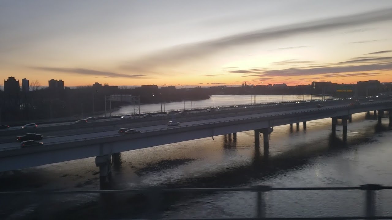 MONTREAL REM Winter Sunset Side View of Via Rail Maintenance Center and ...