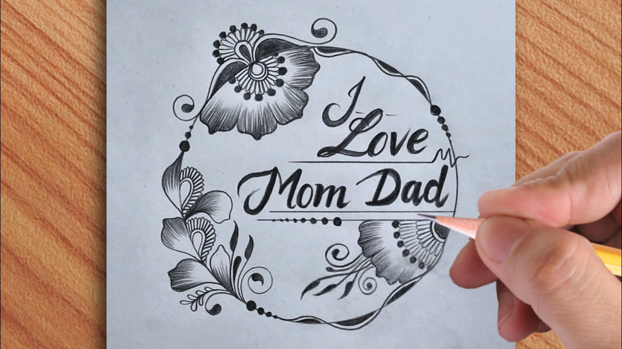 amazing drawing of Mom Dad simple and easy to make with pencil ...