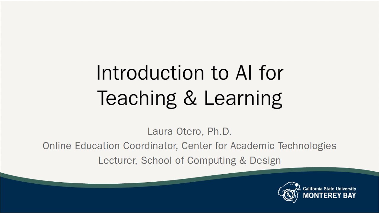 Lesson 1 Introduction to AI for Teaching & Learning (2023) - YouTube