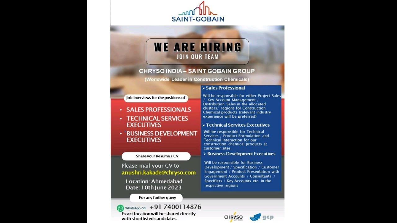 Saint-Gobain Walk-in Interviews for Multiple Positions #walkin #career #hiring - YouTube