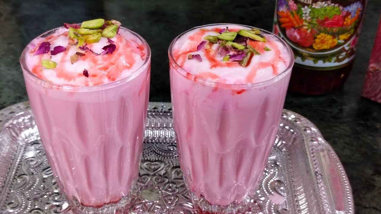 Roohafza Milkshake | Quick Rooh Afza Milkshake Recipe | Rooh Afza Drink ...
