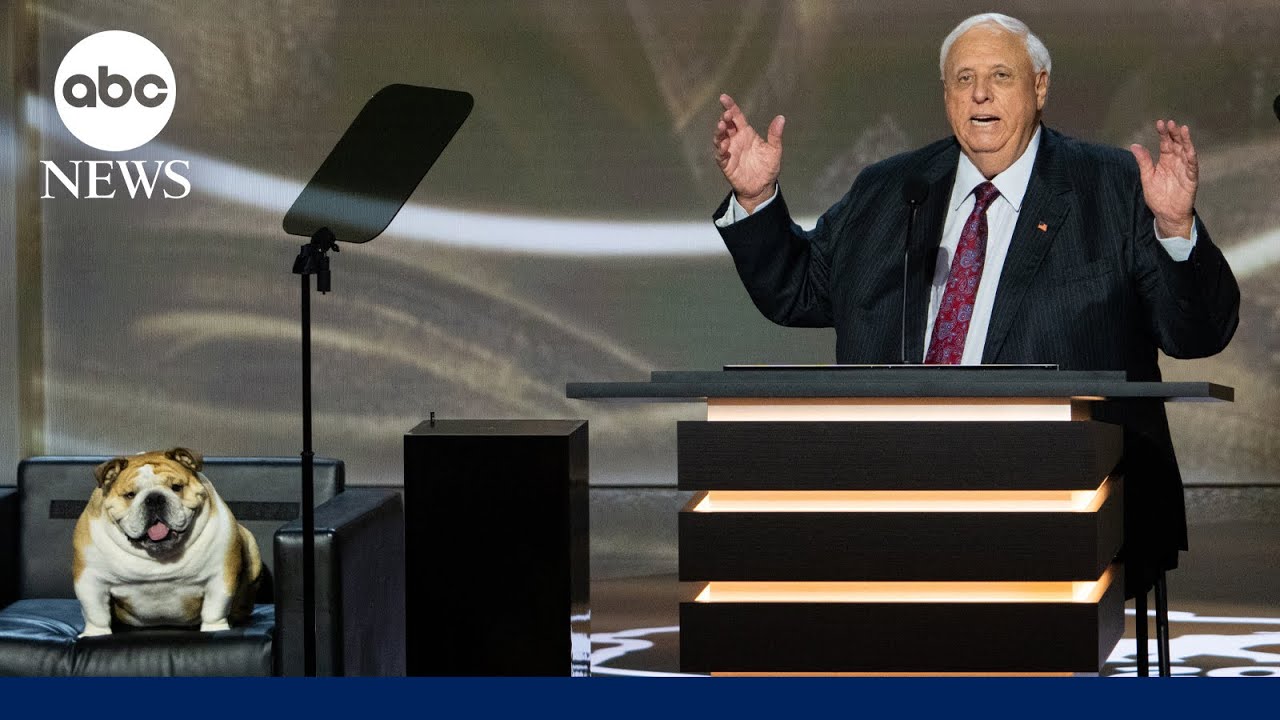 Gov. Jim Justice addresses RNC with trusty dog, 'Babydog' - YouTube