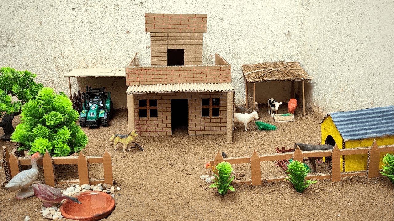 Diy How to make village house | cow shed | house of animals | sheep ...