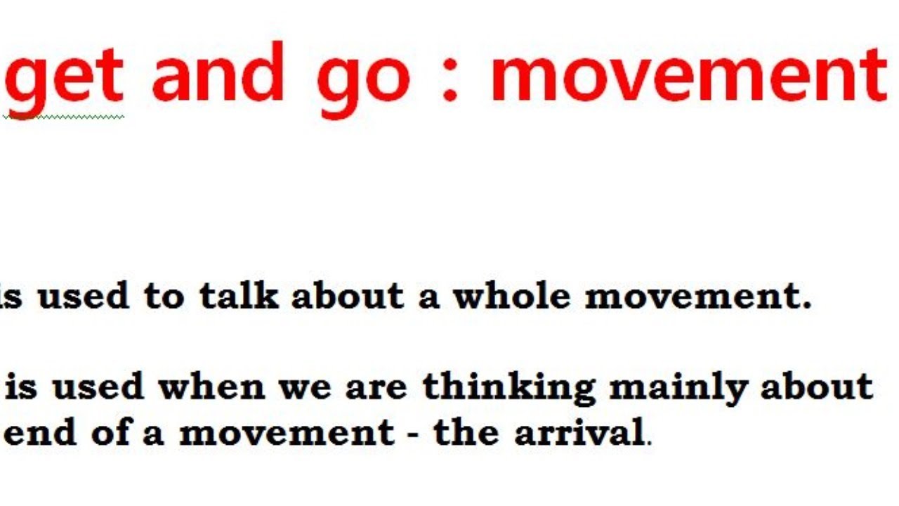Use Of Get And Go For Movement | English Grammar - YouTube