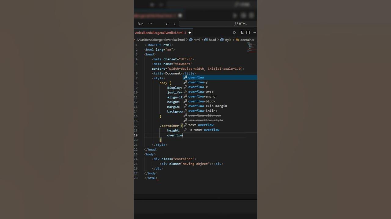 Bergerak Vertikal Html Css Jagocoding Coding Html Css Technology Animation Vscode