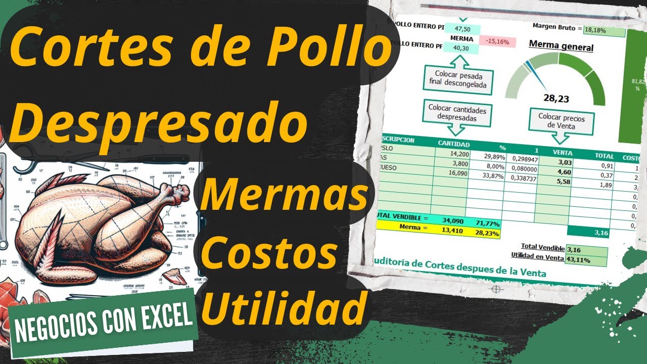 Verifica la merma de tu pollo despresado | Costeo con excel - YouTube