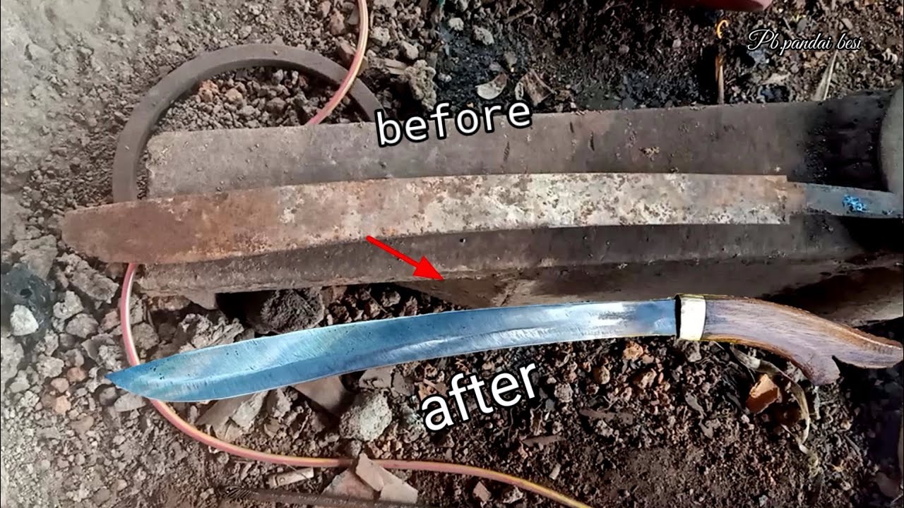 kerajinan tangan pandai besi golok tumpul dan karatan jadi glowing ...