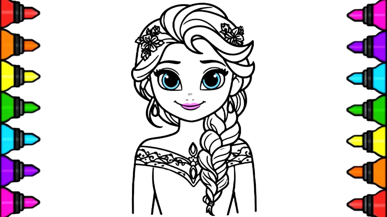 Cute Elsa Frozen Drawing for kids, Painting & Coloring for kids ...