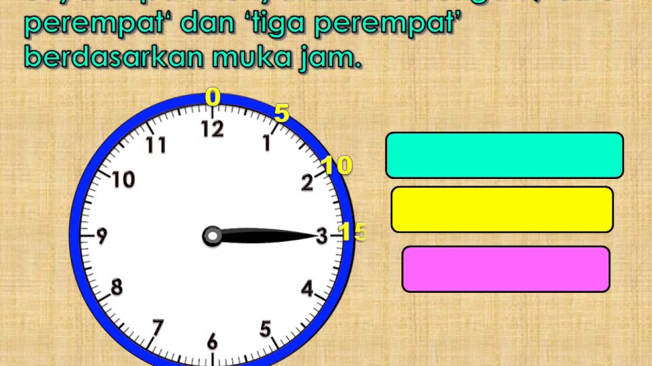 TAHUN 1 : MASA DAN WAKTU (PECAHAN JAM DAN MINIT) - YouTube